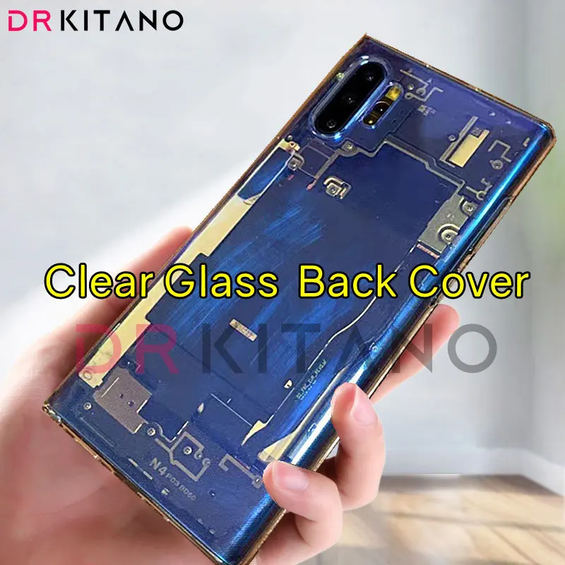 DRKITANO Clear Glass For SAMSUNG Galaxy Note 8 9 10 Plus Back Battery ...