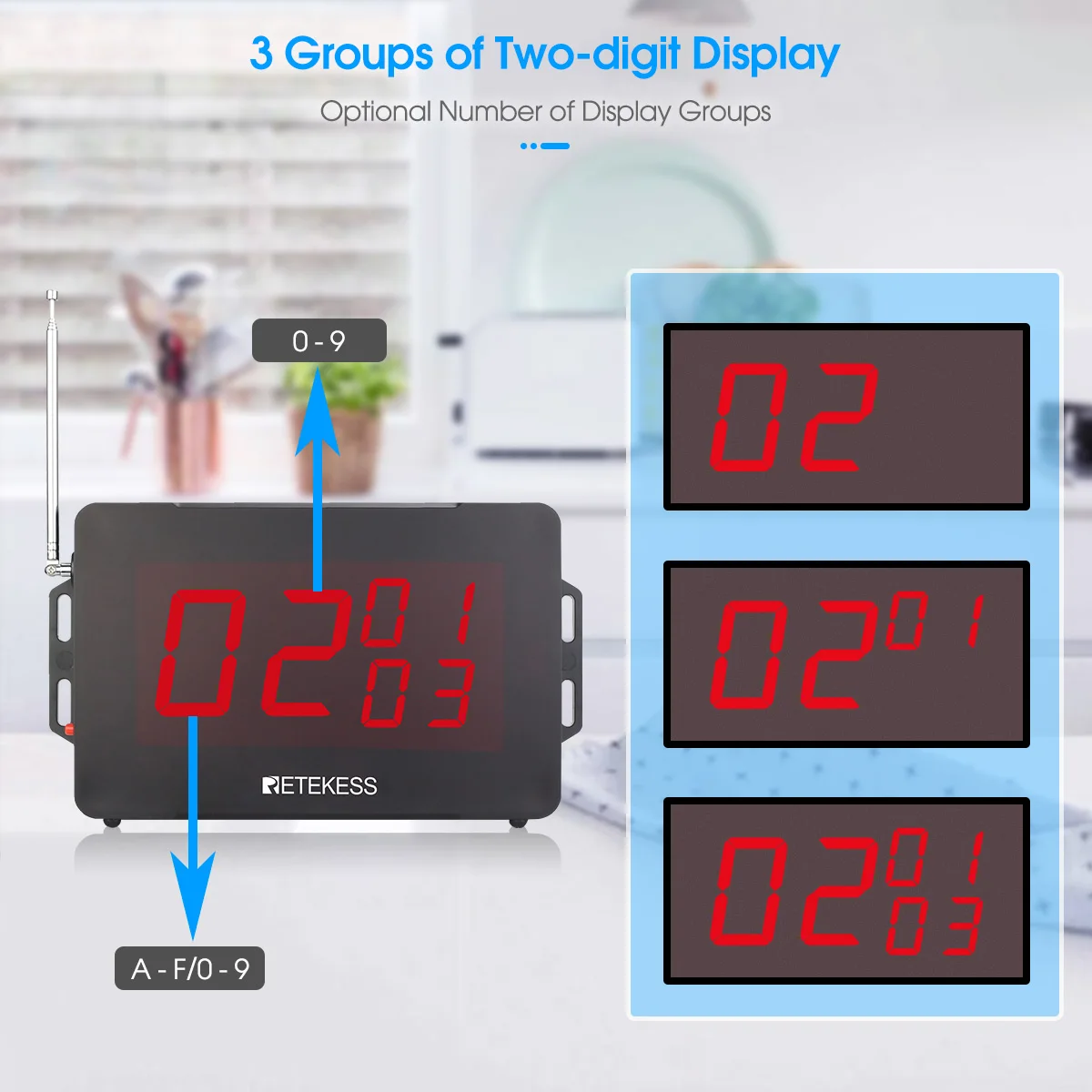 Retekess TD136 Wireless Calling Customer Service Pager Display Receiver ...