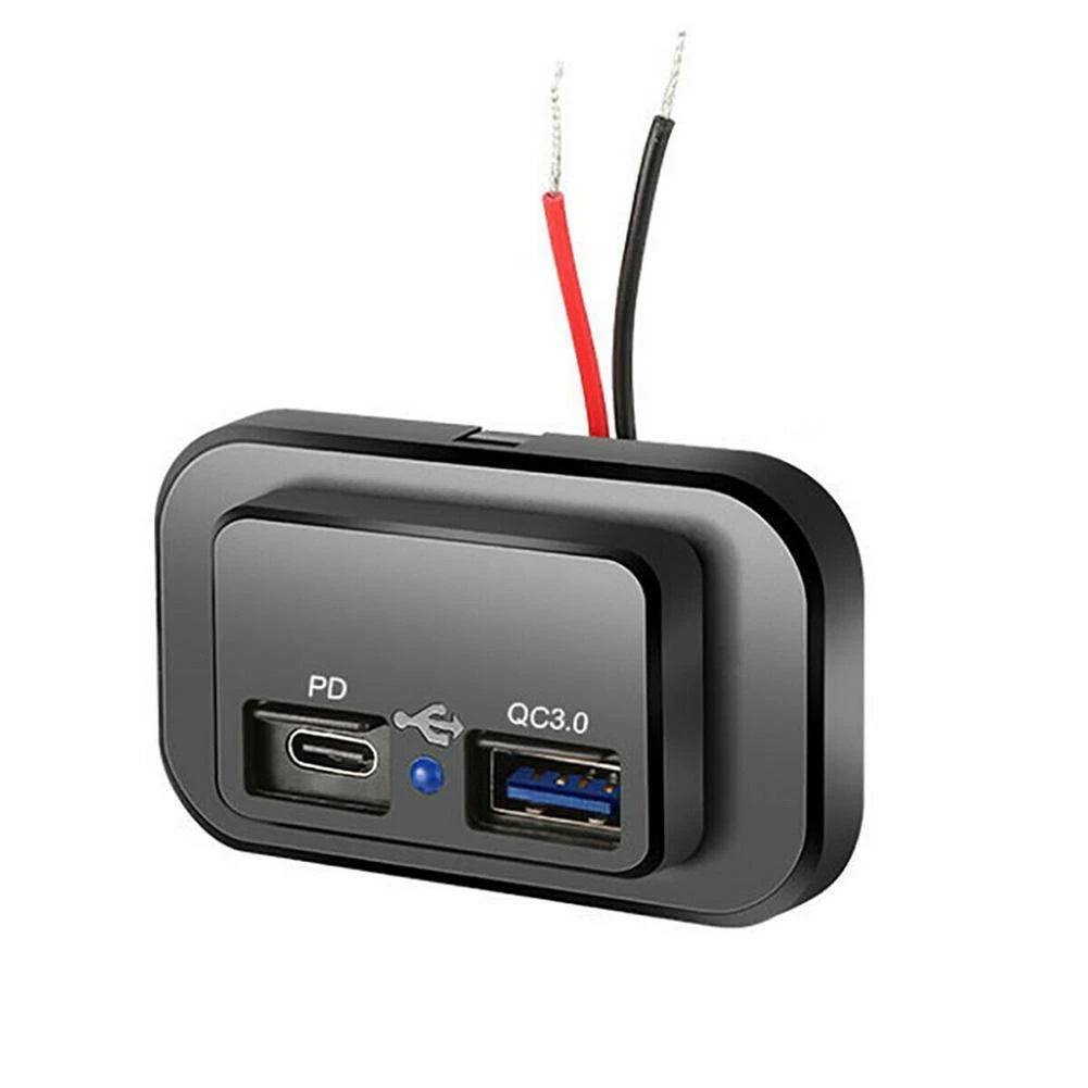 Qc3.0 Pd Dual Usb Port Car Charger Rv Fast Charger Socket Adapter Power ...