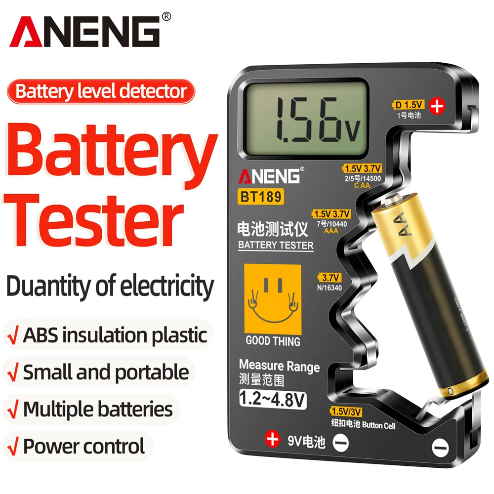 ANENG BT189 Universal Battery Tester for C,AA,AAA,D,N,9V 6F22 Batteries ...