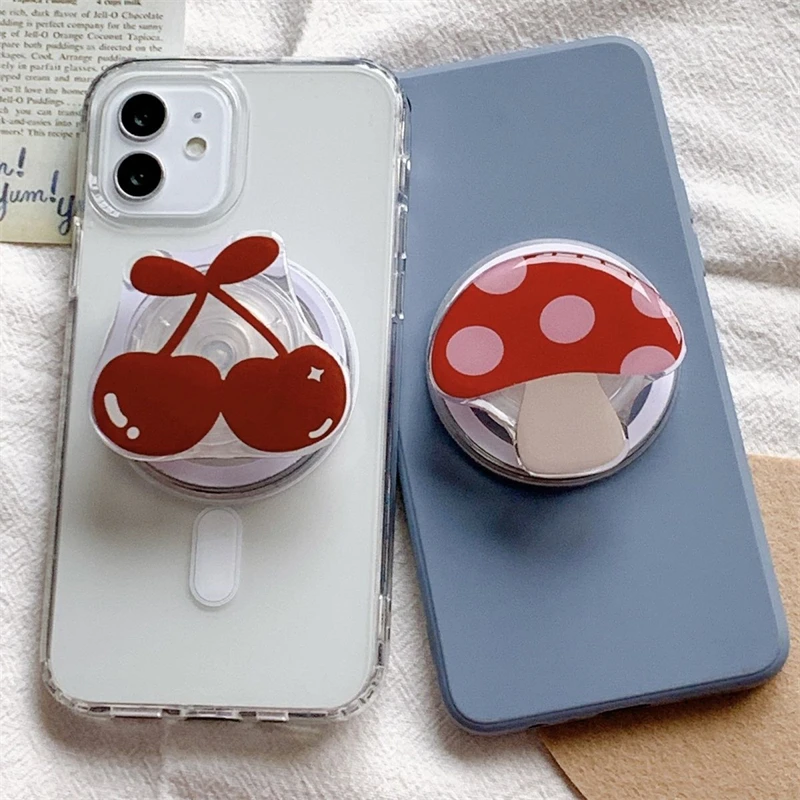 Cute Cartoon Mushroom Cherry For Magsafe Magnetic Phone Griptok Phone ...