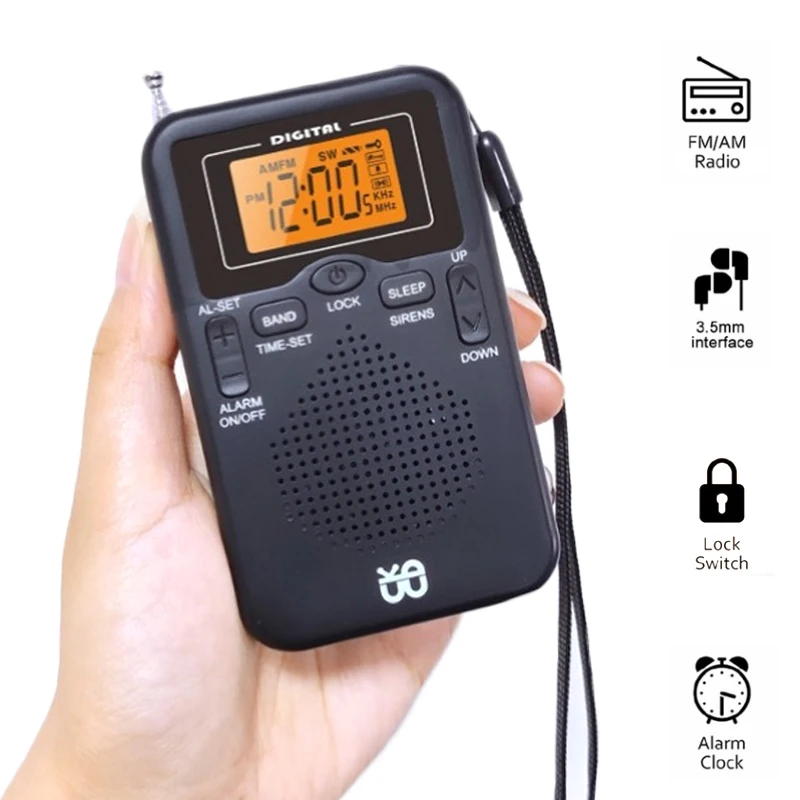 Mini Rádio Am Fm Portátil Estéreo Bolso Rádio Alto-falante Com Display ...