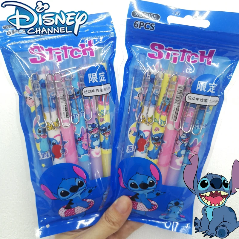 Disney-Cartoon-Stitch-Metal-Clip-Pen-6pcs-bag-Cute-Lilo-Stitch-Press ...