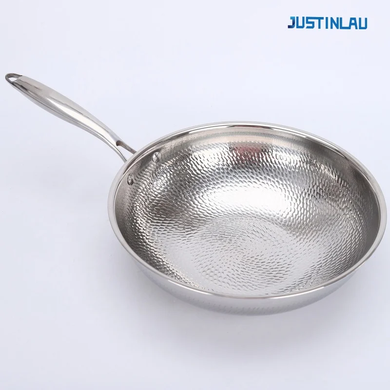 JUSTINLAU 32/34cm Frying Pan Wok Stainless Steel Non-stick Frying Pan ...
