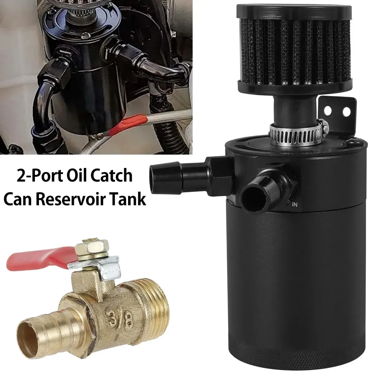 Oil-Separator-Catch-Can-Tank-Kit-2-Ports-150ml-Universal-Aluminum-Oil ...