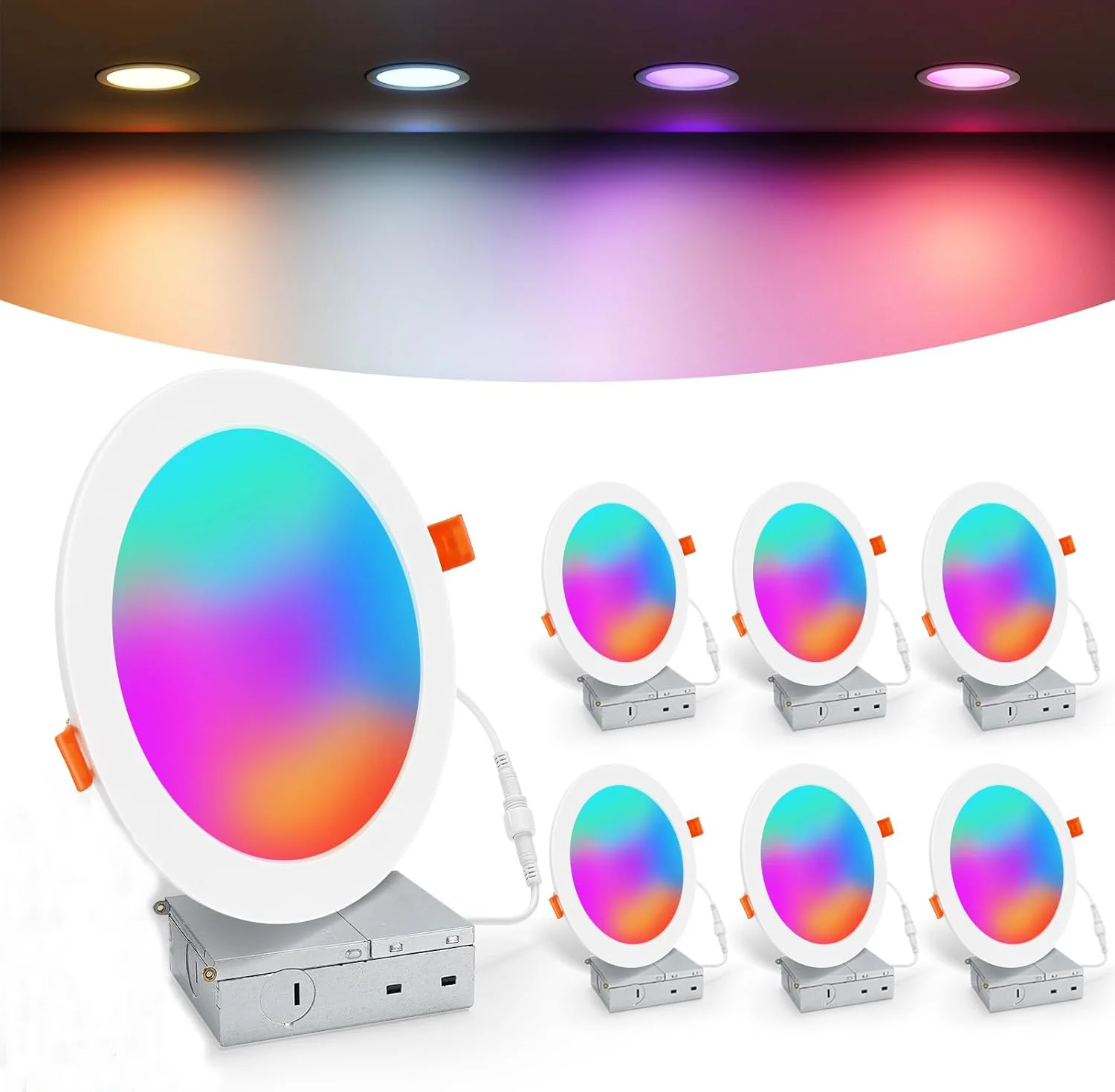 Smart RGB WiFi Downlight 5W, 1-10PCS APP Voice Controlled Color ...