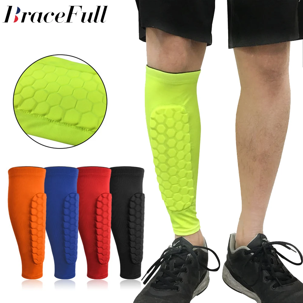 1Pcs Football Shin Guards Leg Sleeves Honeycomb Nylon Support Sock Shin ...