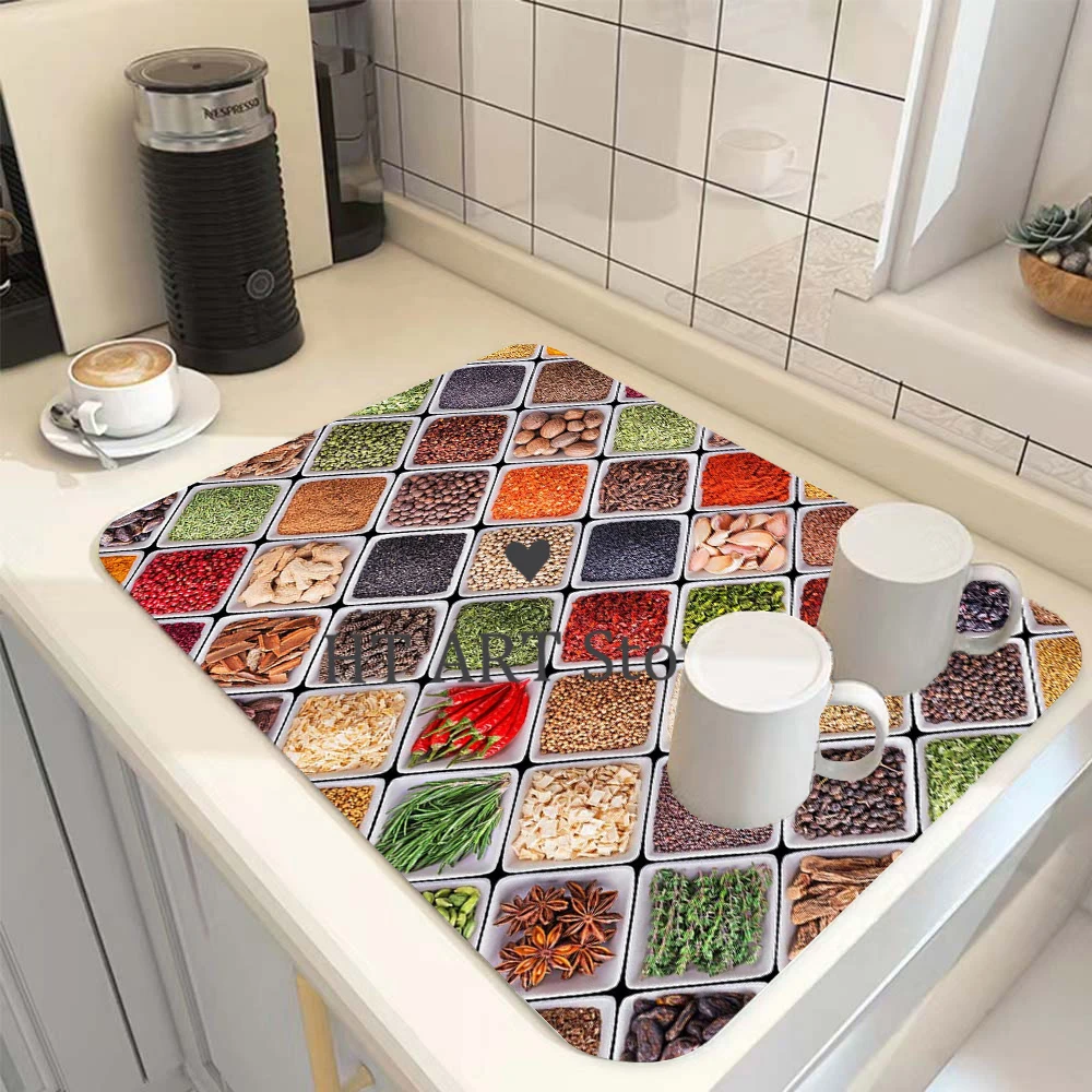 Kitchen Absorbent Drain Pad Dish Drying Mat Tableware Draining Pad ...