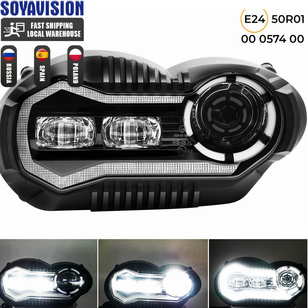 E24 E9 E-Mark Approved 65W Motorcycle LED Projector Headlight Assembly ...