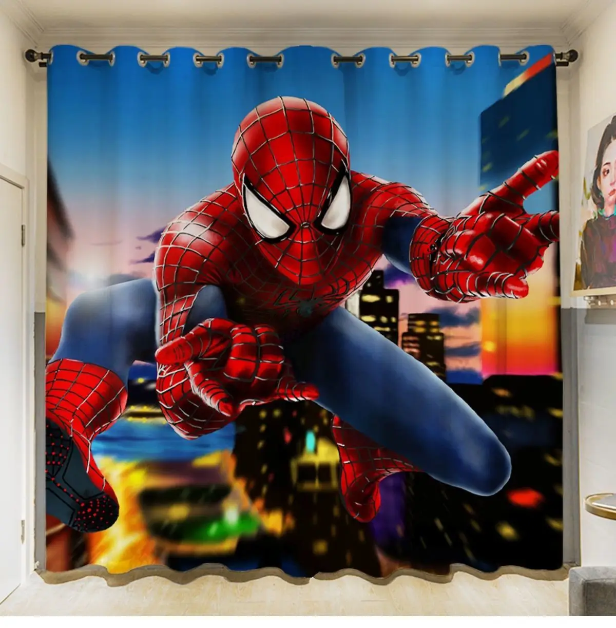 Disney Hero Spiderman Curtain Cartoon Anime Blackout Curtain Children's ...