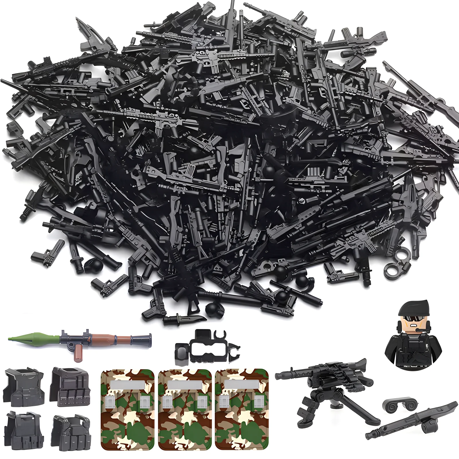 25-50-100-200Pcs-WW2-Army-Military-Weapons-Soldiers-Police-Gangster ...