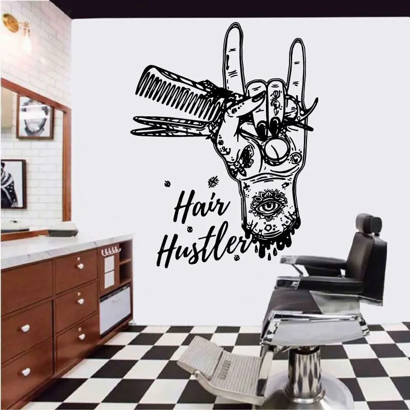 Barber Wall Stickers Barber Tools Barber Scissors Comb Barber Shop Hair ...