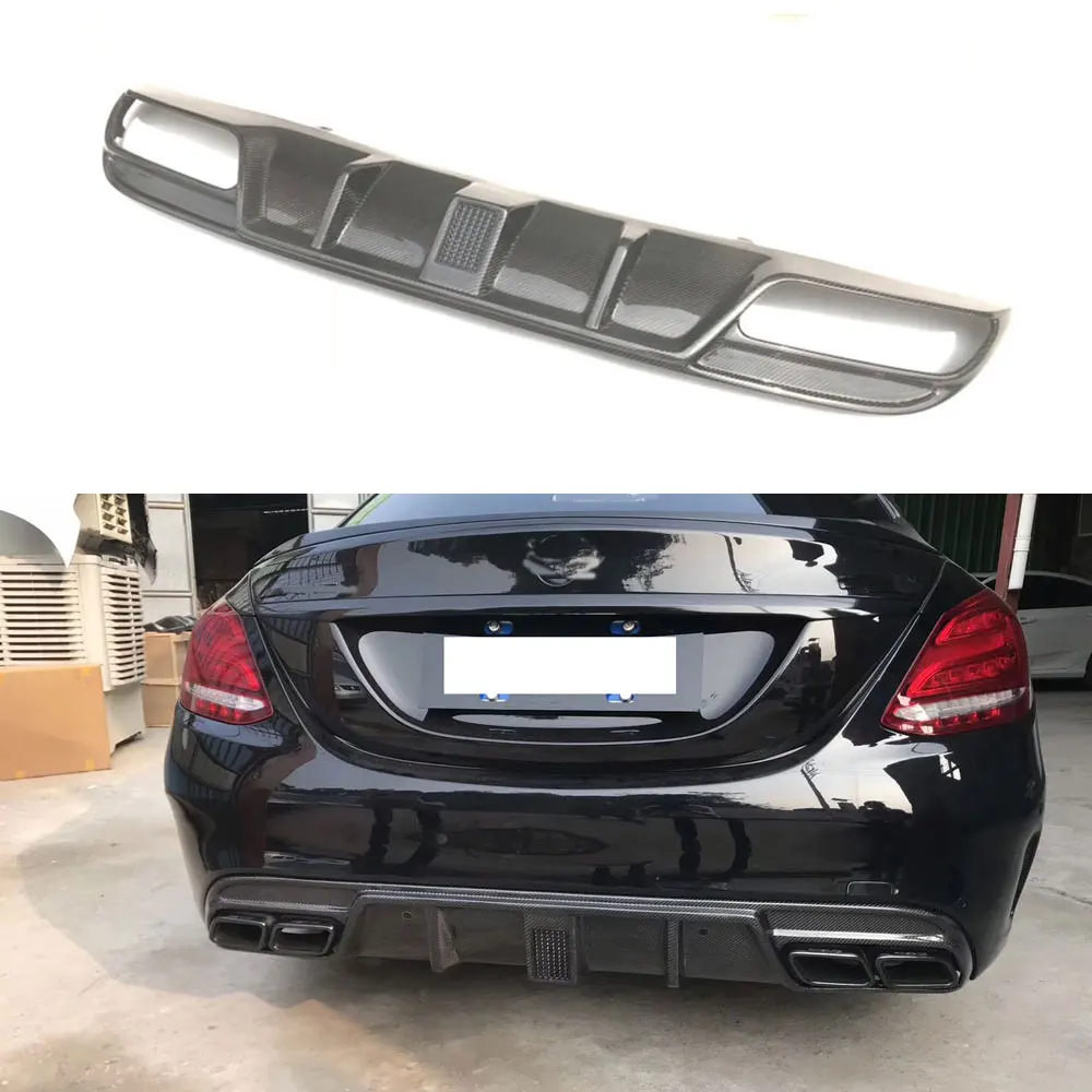 Carbon-FIber-Material-Rear-Bumper-Lip-Diffuser-For-Mercedes-Benz-C ...