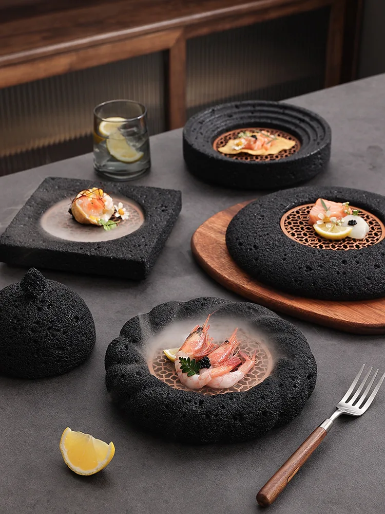 Japanese-style-Rock-Tableware-Stone-Sushi-Plate-Decorative-Plate ...