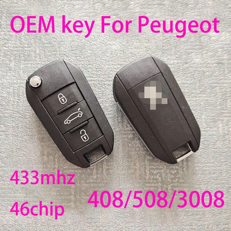 OEM 433MHZ 3 Buttons Remote control Key for Peugeot 408 508 3008 With 46 Chip