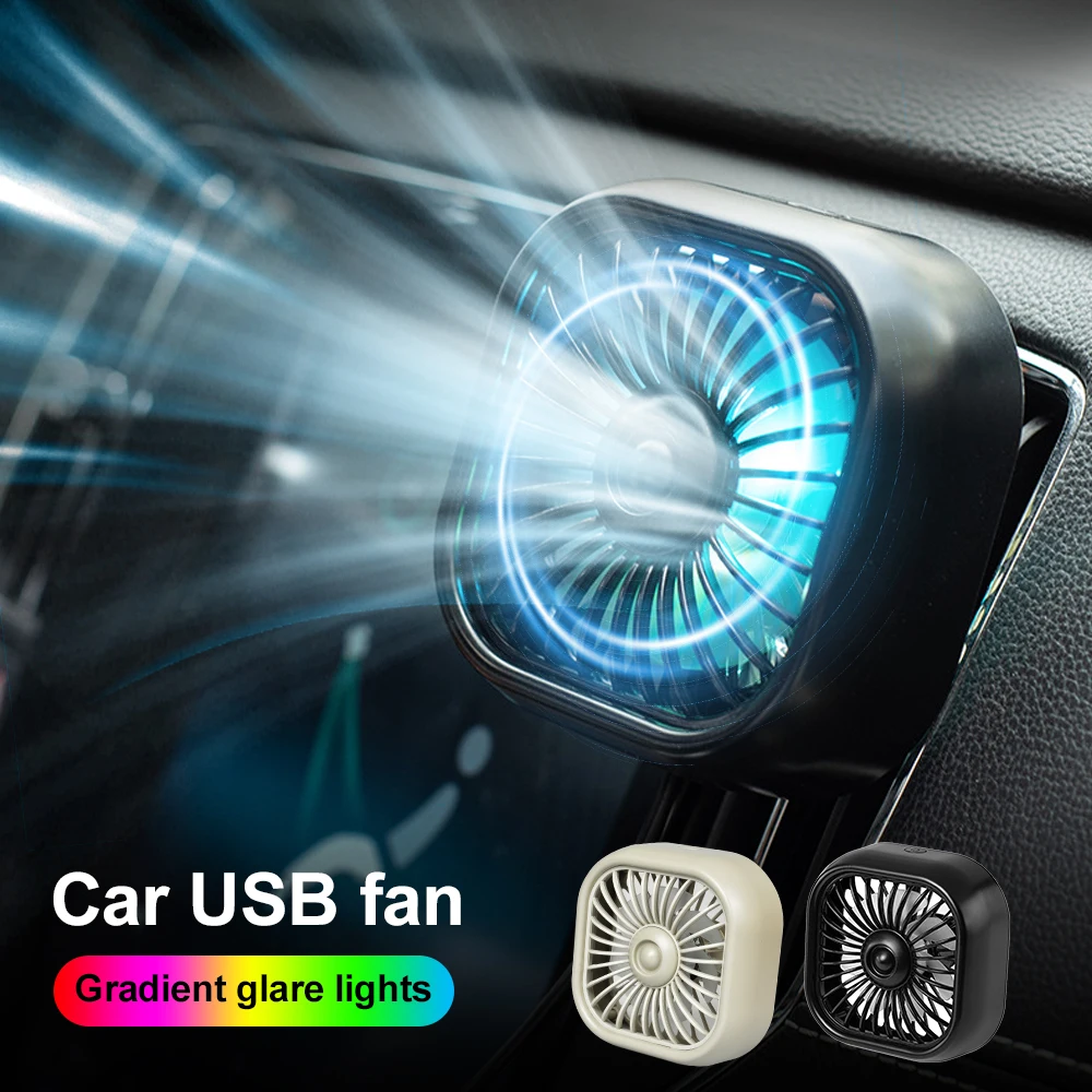 Car-Air-Outlet-Fan-USB-Cooling-Fan-with-Color-Changing-Light-3-Speed ...