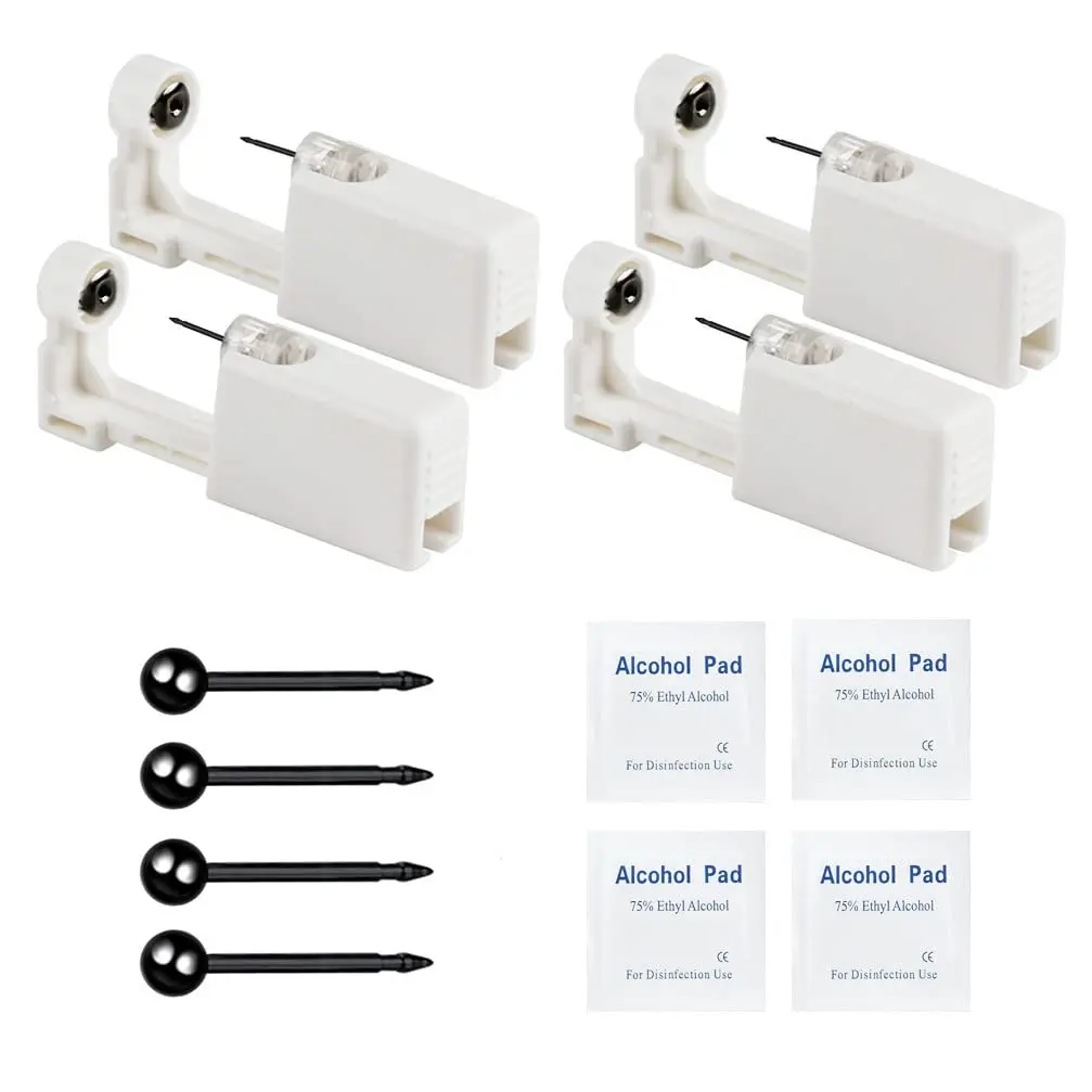 1-2-4-6-Pack-Disposable-Self-Ear-Piercing-Gun-Kit-with-3mm-Silver-Black ...