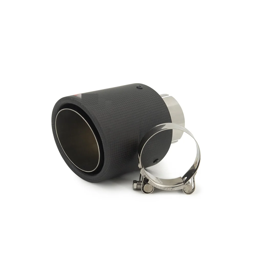 Auto Exhaust Pipe Straight Flange Matt Carbon Tail End Tip Black Silver ...