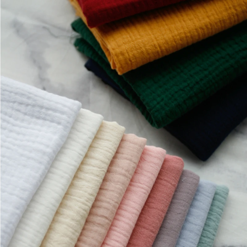 140x50cm-Pure-Color-Crepe-Double-Layer-Cotton-Yarn-Fabric-Making-Soft ...