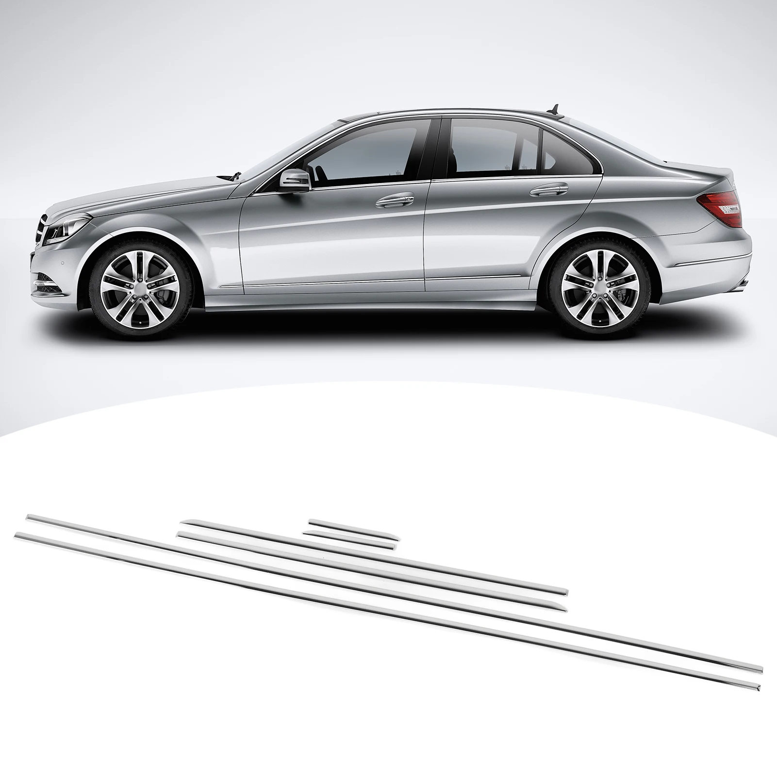 6pcs-Chrome-Body-Side-Fender-Door-Molding-Trim-Set-204-690-3162 ...