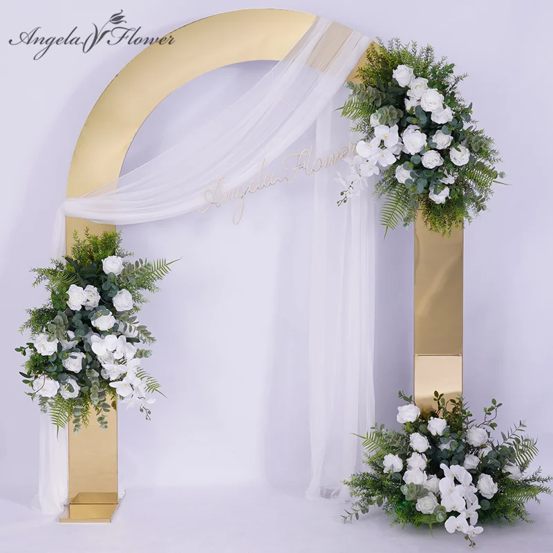 New-Gilded-Iron-Frame-Wedding-Stage-Layout-Stainless-Steel-Arch-Screen ...