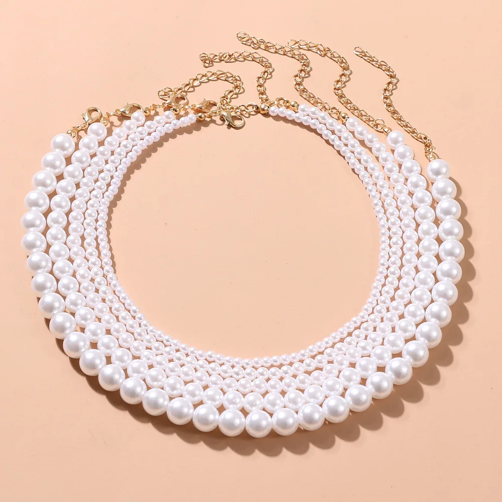 4-8mm-White-Pearl-Chokers-Necklace-Clavicle-Chain-For-Women-Classic-New ...