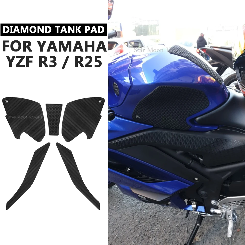 For Yamaha YZF R3 R25 YZFR3 2019 - 2023 Side Fuel Tank pad Tank Pads ...
