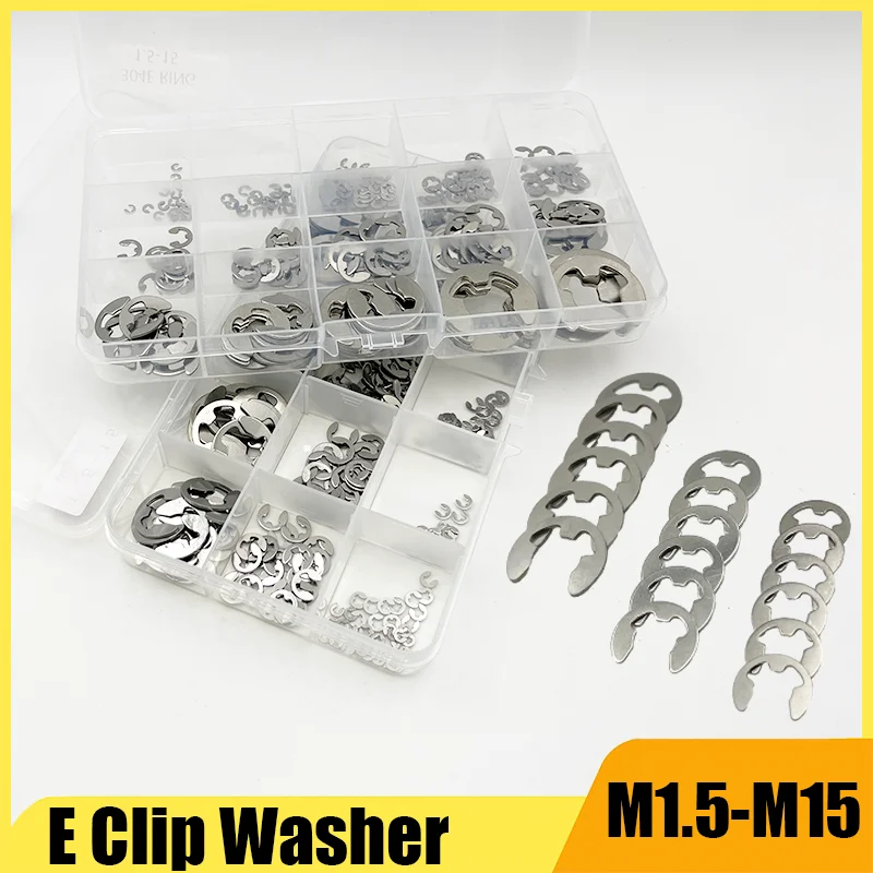 215-320PCS-E-clip-304-Stainless-Steel-Shaft-External-Retaining-Ring-E ...