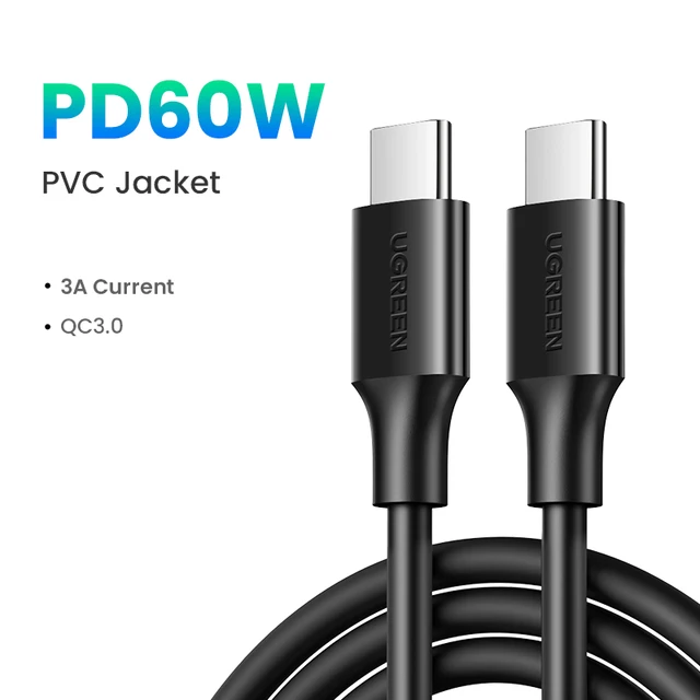 UGREEN-Cable de carga rápida USB tipo C para Macbook, iPad, Samsung, Xiaomi, 60W, 100W, 100W
