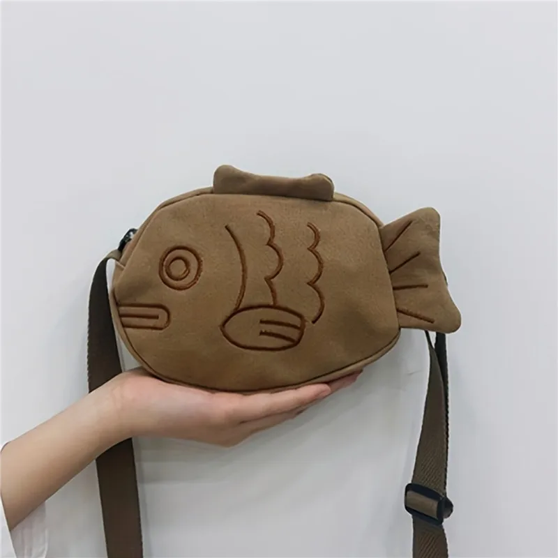Fish Shape Canvas Messenger Bag Fashion Cute Embroidery Portable ...