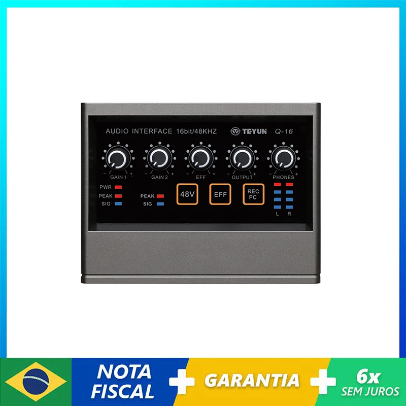 TEYUN-Q-16-Audio-Interface-Placa-de-Som-16-bits-48KHz-Conversor ...