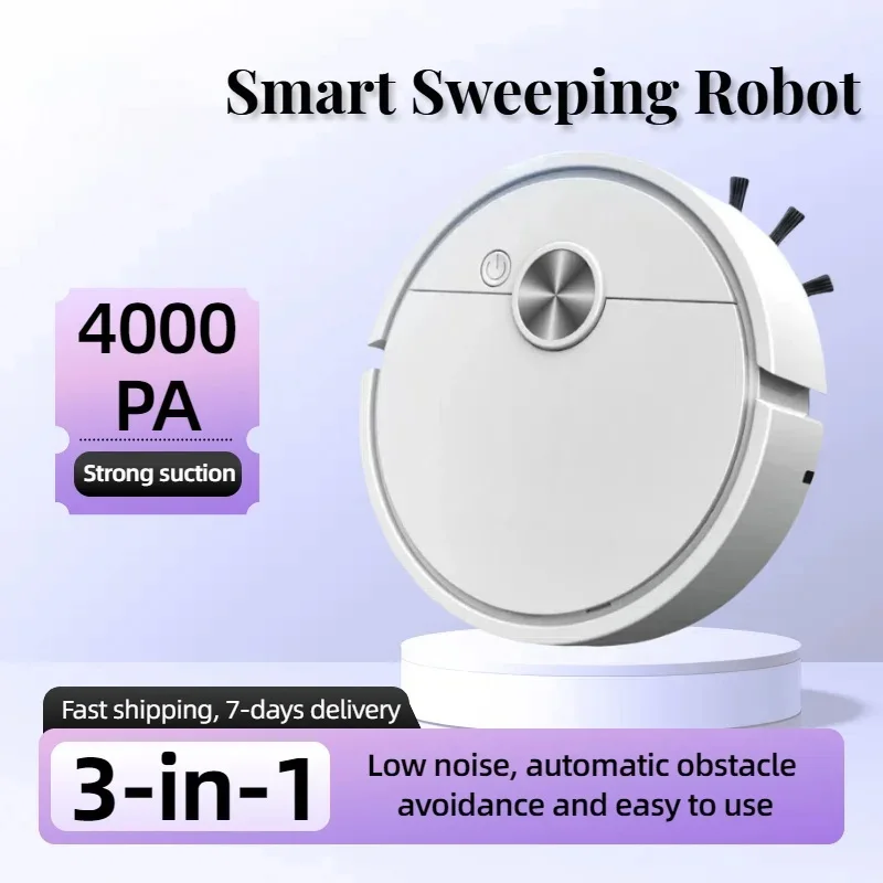 3- in-1 Smart Sweeping Robot 4000 Pa Vacuum Cleaner Strong Suction Easy ...