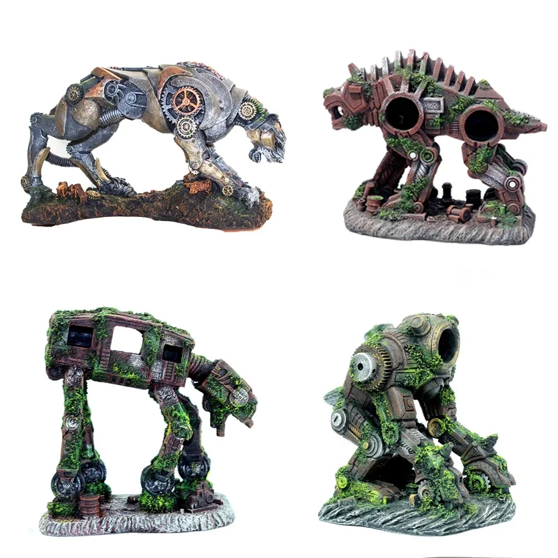 Transforming Robot Decoration Fish Tank Accessories Statue Car Dog ...