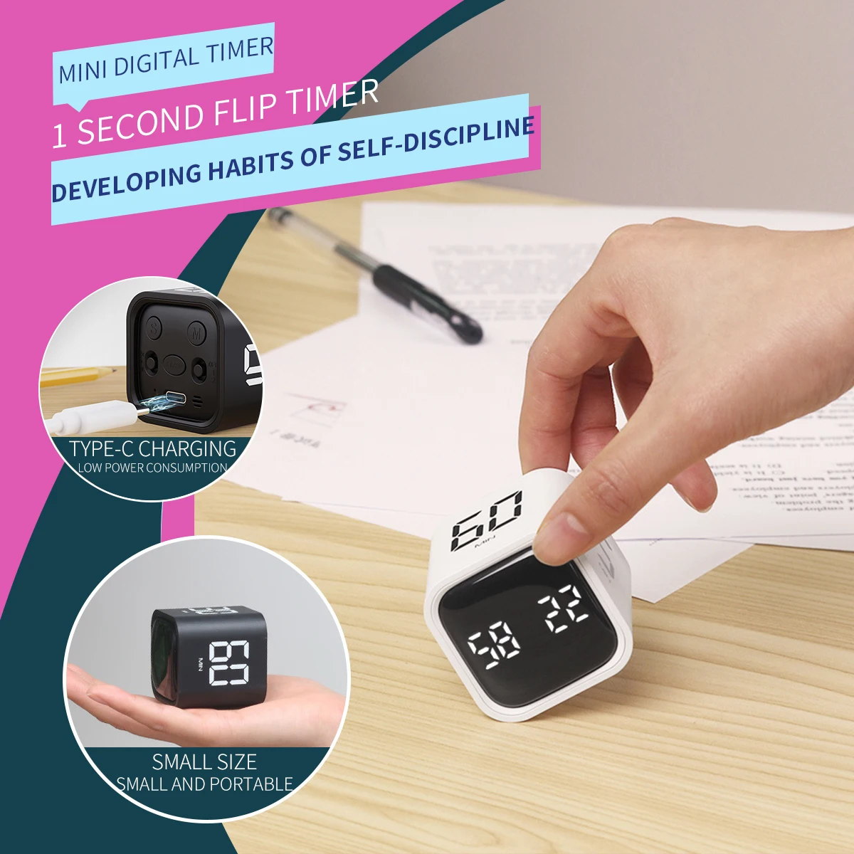 Cube-Timers-Sensors-Flip-Timer-Countdown-Settings-LED-4-Preset-Time-Dual-Modes-Countdown-Cooking ...