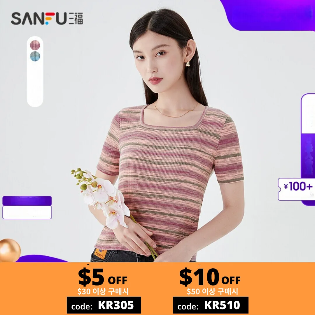 Sanfu Sweater 2022 Autumn Women's Simple Square Collar Color Sweater ...