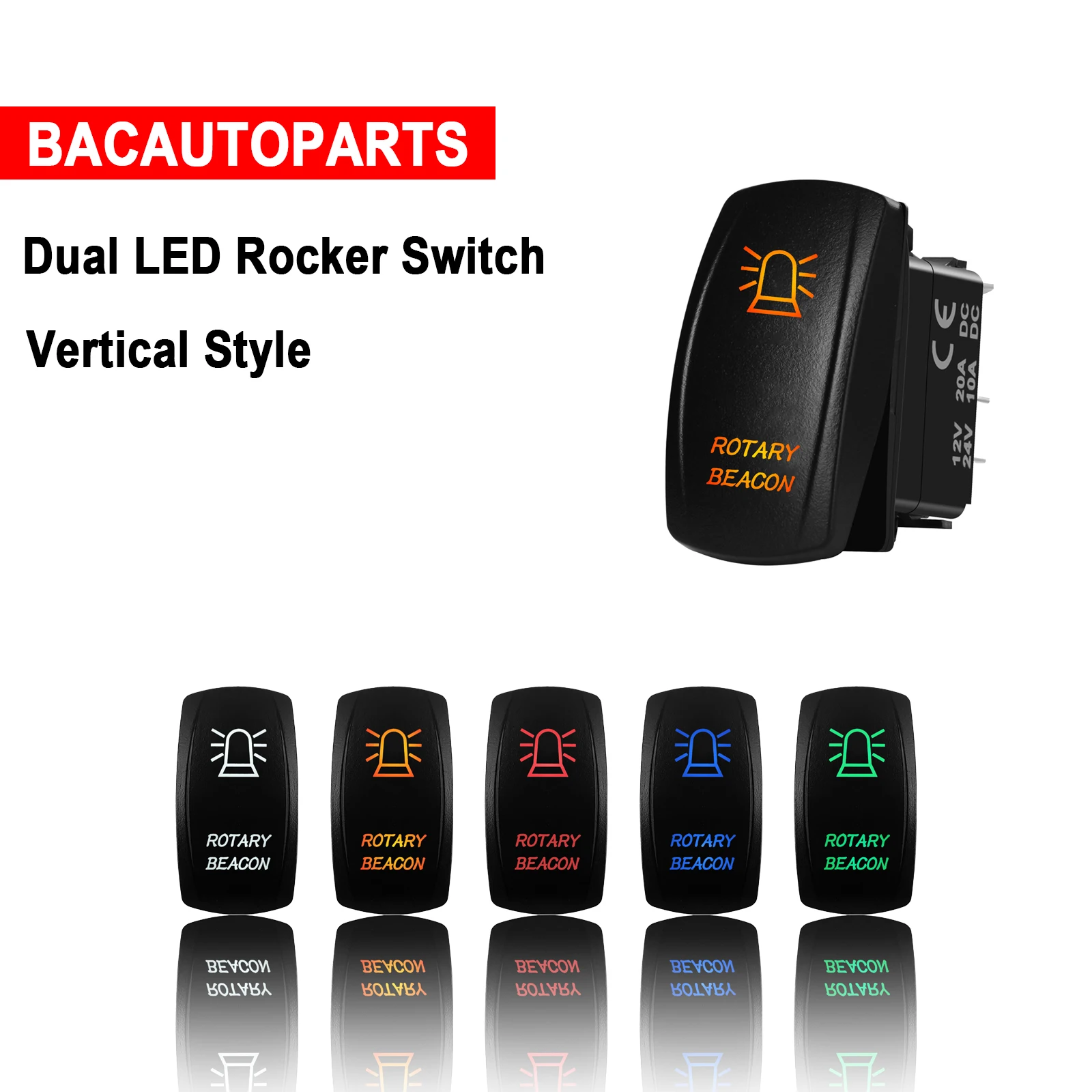 12V-ROTARY-BEACON-Rocker-Switch-SPST-5PIN-ON-OFF-Dual-LED-Light-For-Car ...