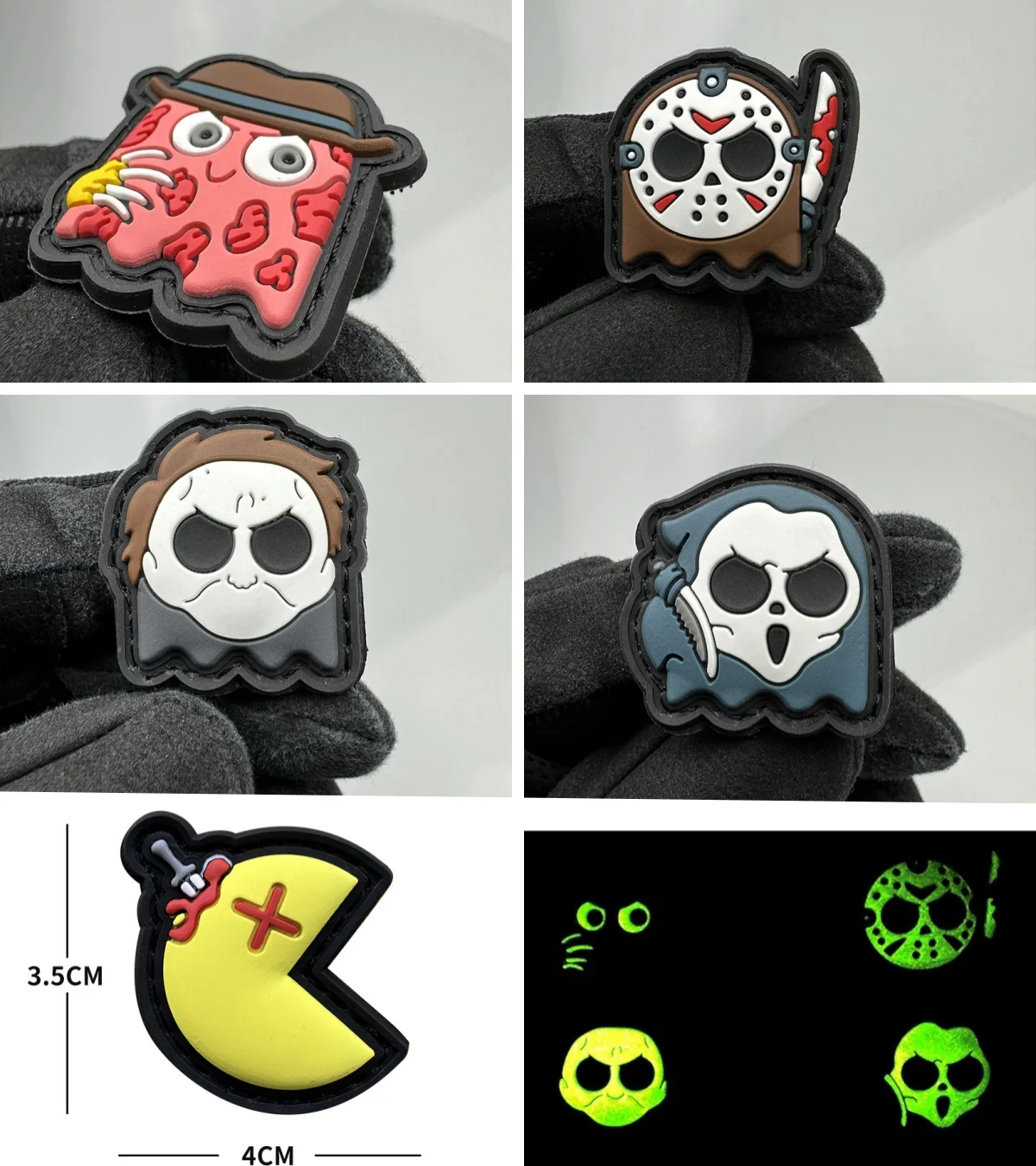 Cartoon-5pcs-Eating-Bean-Series-PVC-Tactical-Patch-Mini-Nostalgic-Pixel ...