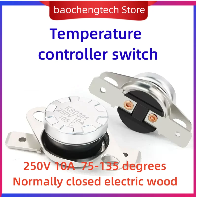 2PCS-KSD301-Temperature-Control-Switch-Copper-Foot-Temperature-Controller-Normally-Closed ...