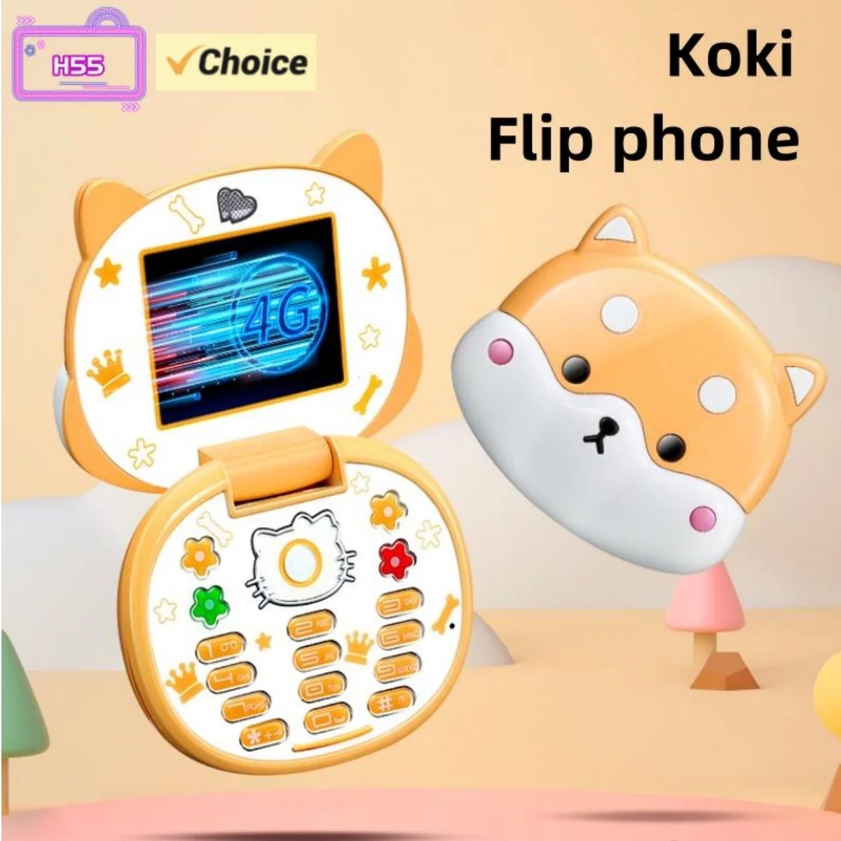 2023-New-Cute-Mini-Koki-Mobile-Phone-Flip-Cartoon-Kids-Children-Dual ...