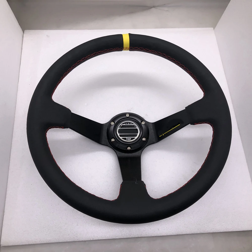 Universal JDM 14inch 350mm Real Leather Steering Wheel Rally Volantes ...
