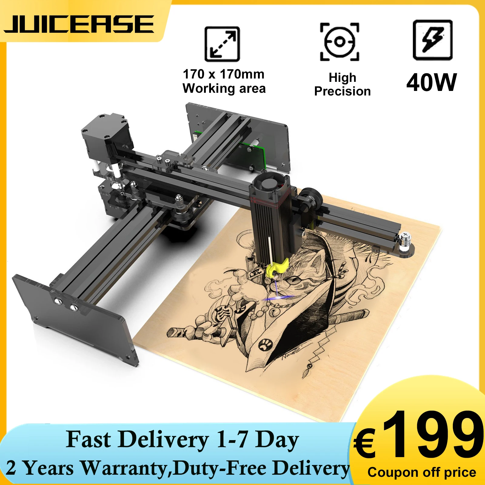 NEJE 3 Laser Engraver 40W CNC Laser Cutter Machine 3D Printers Wood ...