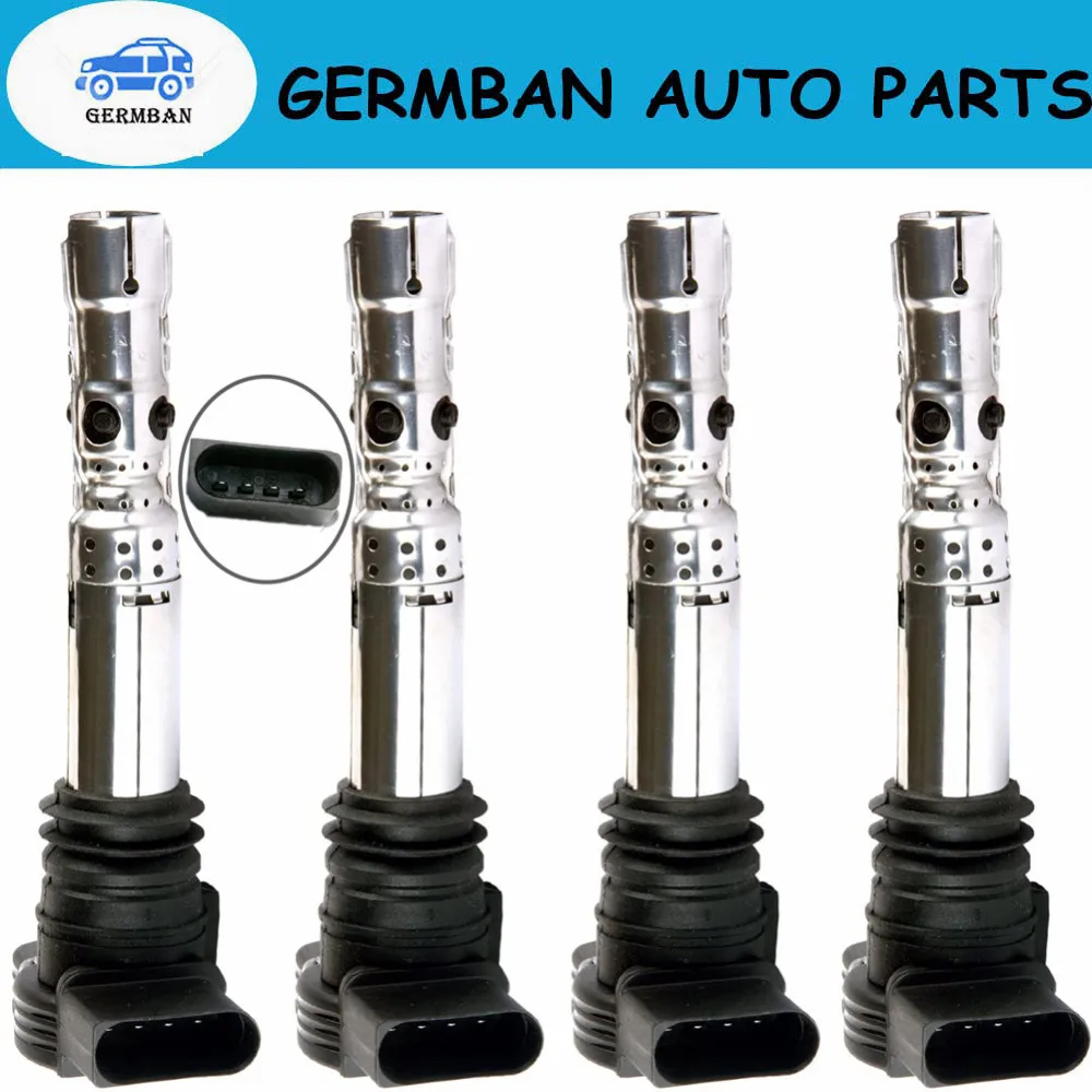 4pcs 06F905115F Ignition Coil for VW Audi Beetle Golf Jetta Passat A4 TT 1.8L C1394 UF411 UF437 ...