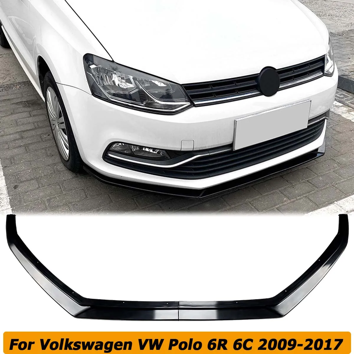 2PCS-SET-For-VW-Polo-6R-6C-2009-2017-Front-Bumper-Lip-Splitter-Side ...