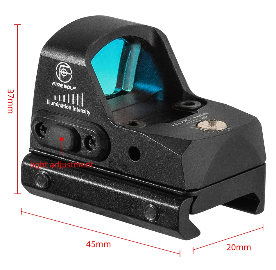 FIRE WOLF Mini Red Dot Sight Red Dot Collimator Rifle Reflex Sight ...