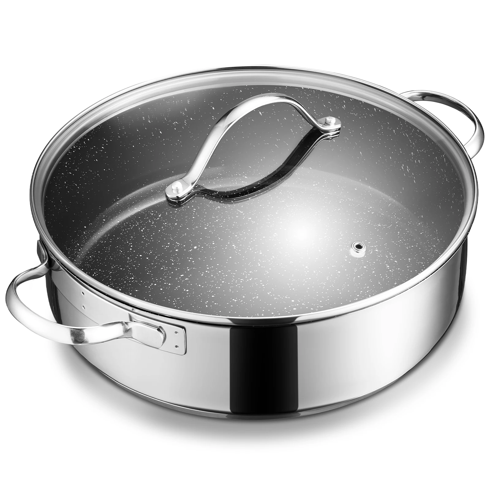 Sauté Pan 28 cm Induction Casserole with Lid 5.1 L Stainless Steel 18/ ...