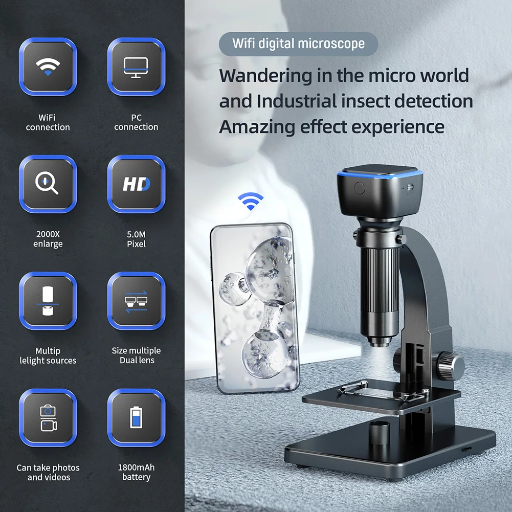 Wifi-Digital-Microscope-Dual-Lens-2000X-Magnification-4K-2MP-HD ...