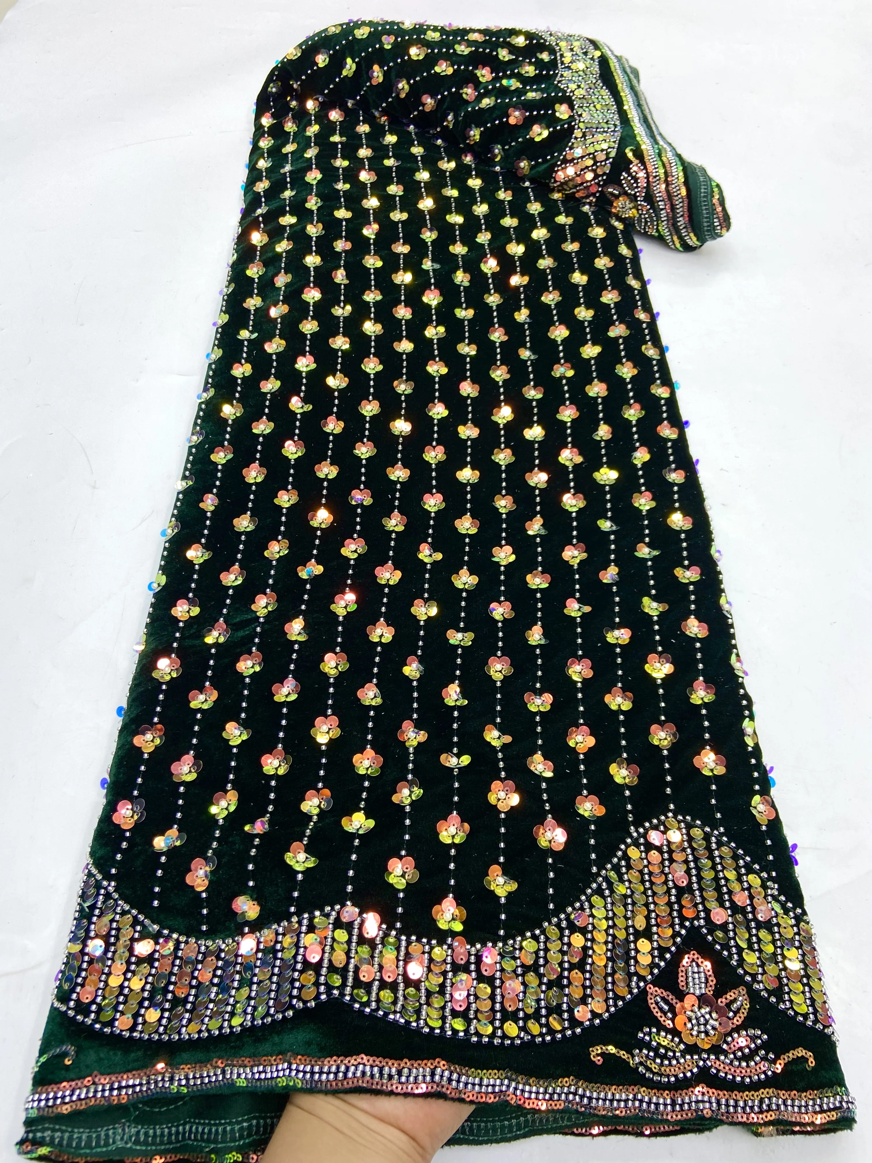 African-Tulle-Lace-Green-Sequins-African-Velvet-Lace-Fabric-2022 ...