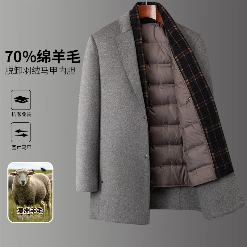 Autumn/Winter New Men's Double sided Fleece Coat 70% Wool Quality ...