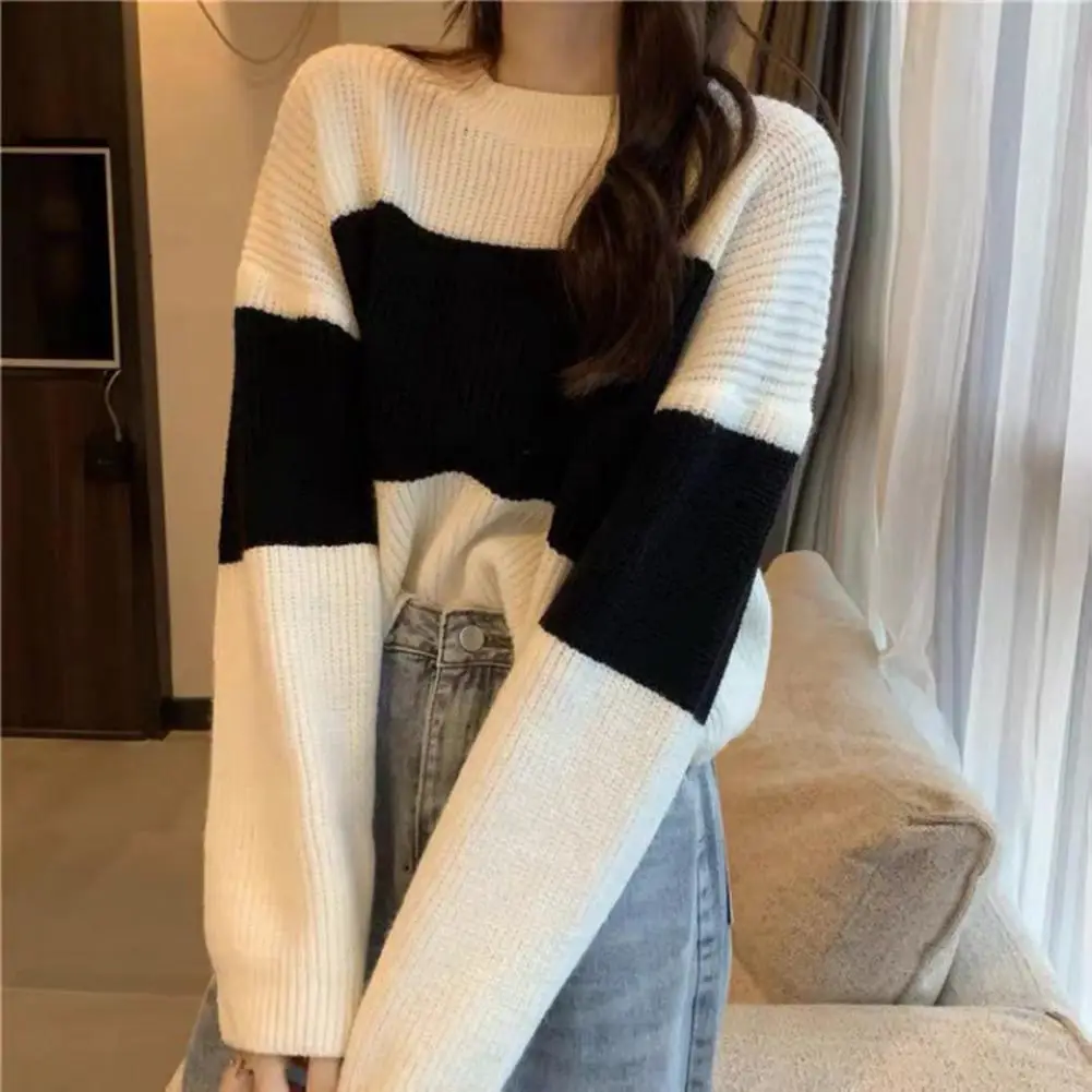 Knitted-Women-Sweater-Cozy-Colorblock-Knit-Sweaters-for-Women-Warm ...