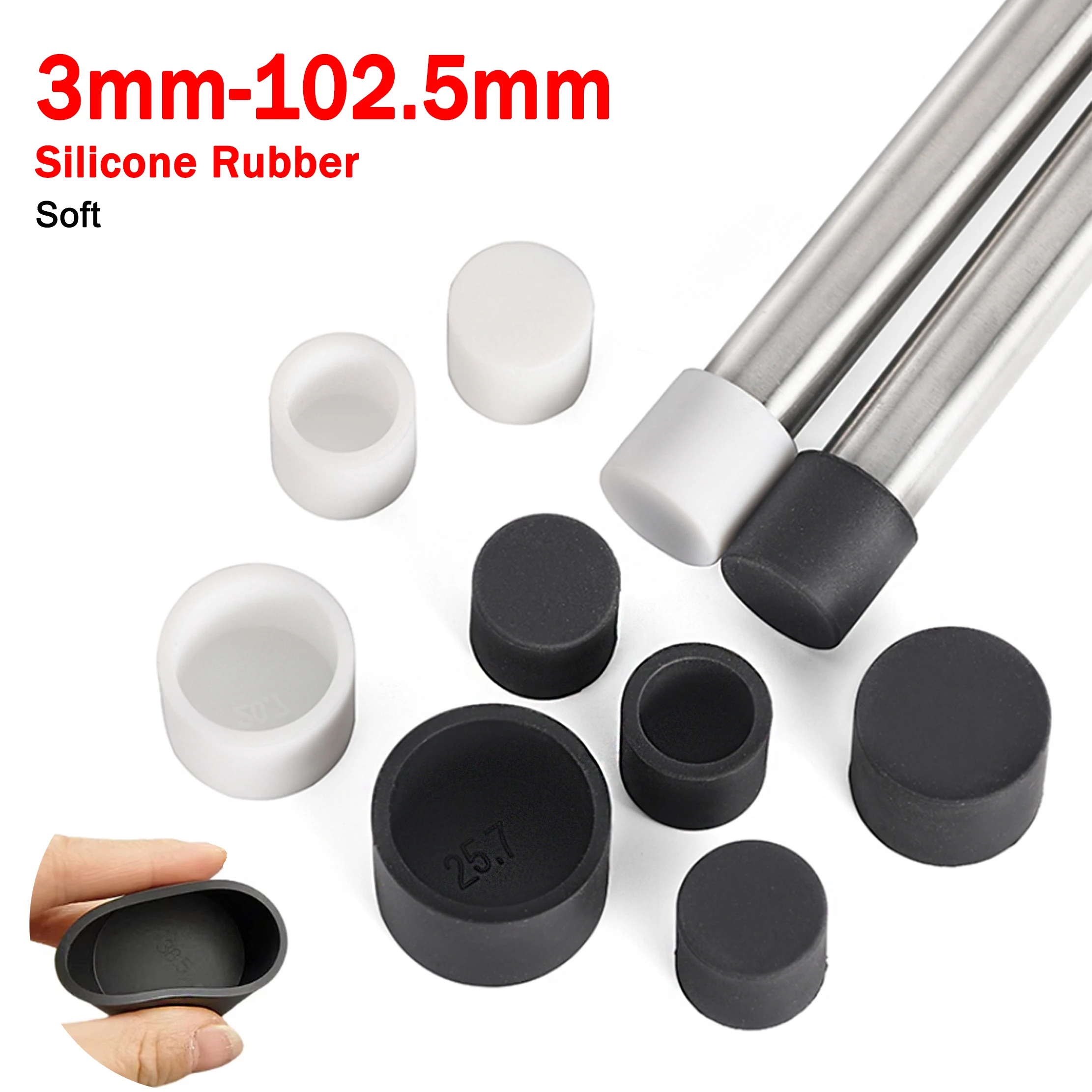 Silicone Rubber Soft Round End Cap Black/White 3~102.5mm Dust Seal ...